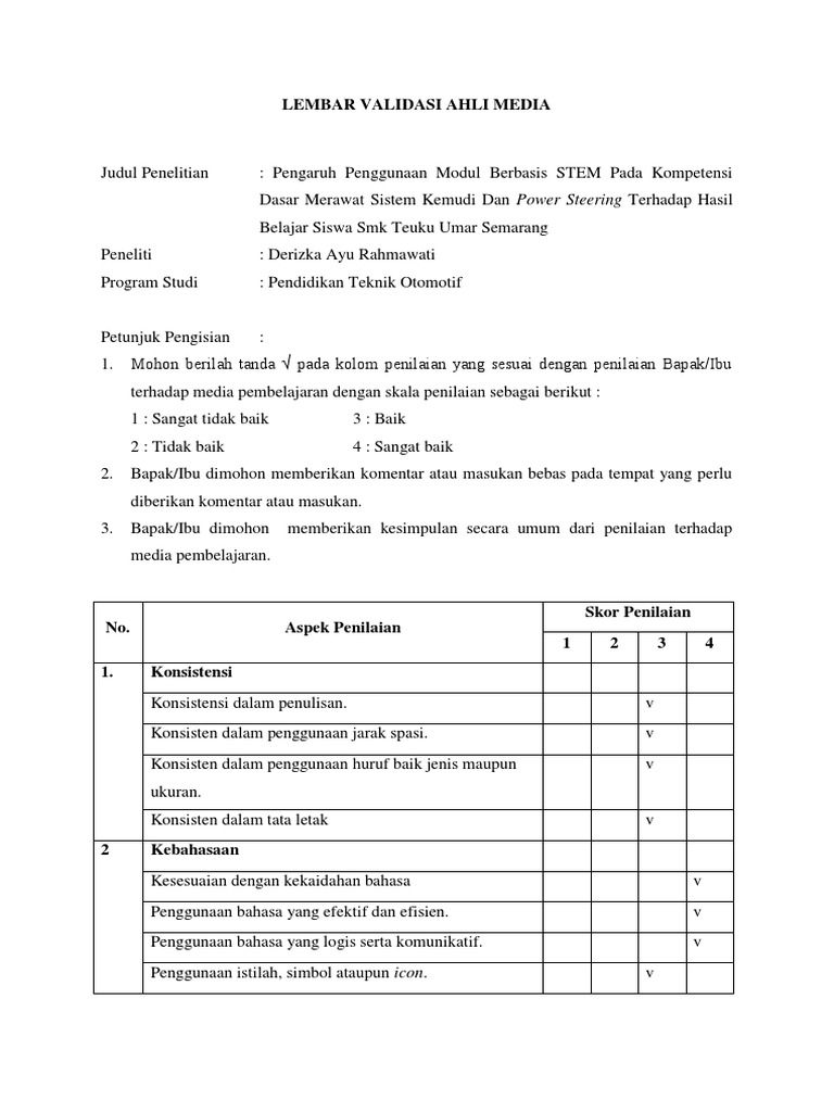 Lembar Validasi Ahli Media | PDF