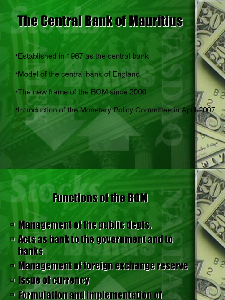 Central Bank of Mauritius Overview | PDF