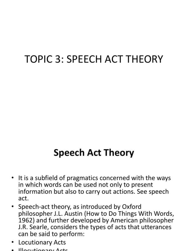 An Introduction to Speech Act Theory: Locutionary Acts, Illocutionary Acts, and Perlocutionary ...