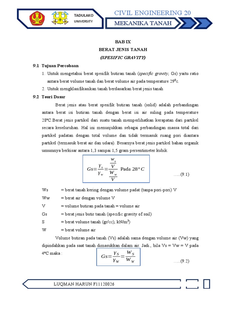 Berat Jenis Tanah | PDF