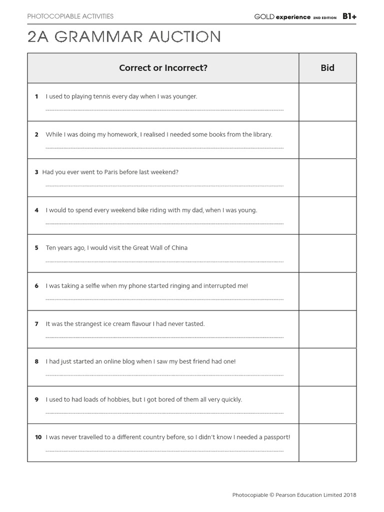 2A Grammar Auction: Correct or Incorrect? Bid | PDF