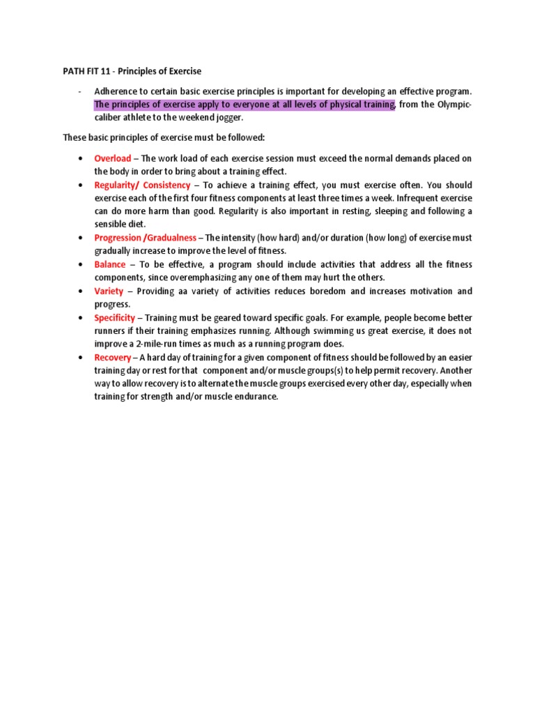 Principles of Exercise for PE | PDF