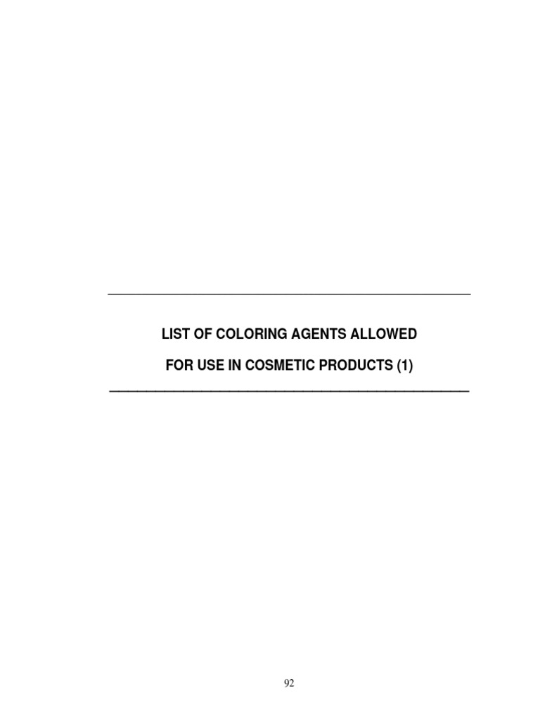 List of Coloring Agents Allowed For Use in Cosmetic Products | PDF ...