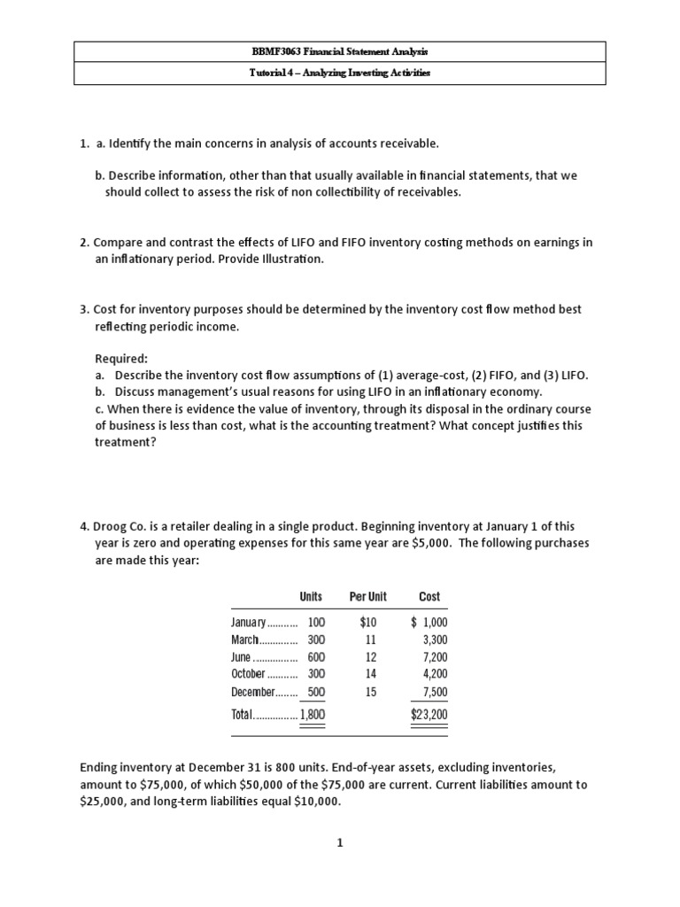 FSA-Tutorial 4 Analyzing Investing Activities Part 1 | PDF | Business
