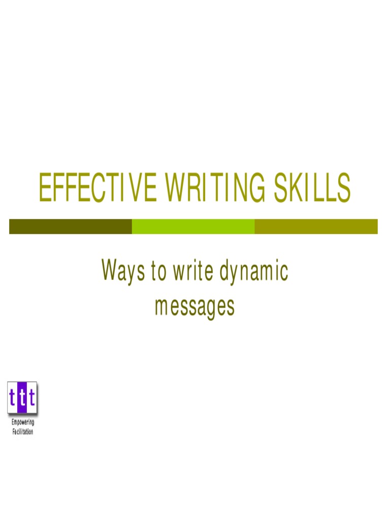 Effective Writing Skills: Ways To Write Dynamic Messages | PDF | Word ...