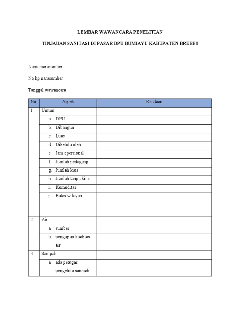 Lembar Wawancara Penelitian | PDF