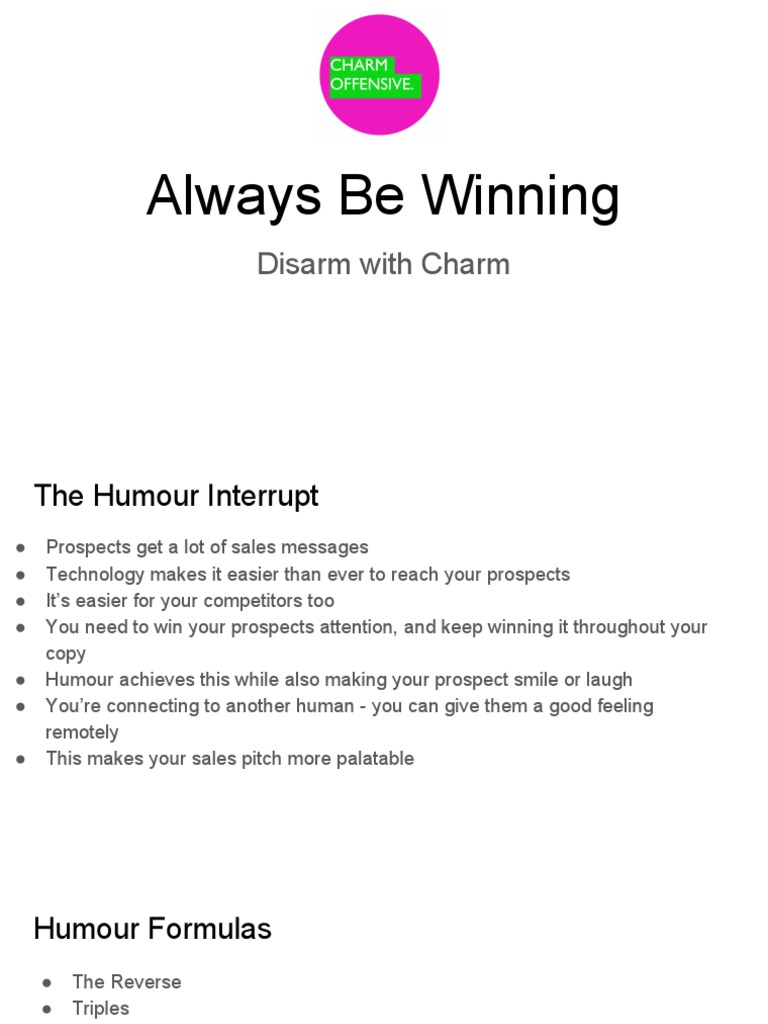 3 Starting Conversations Disarm With Charm | PDF | Humour