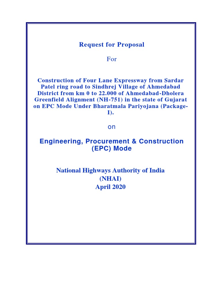 RFP: Ahmedabad-Dholera Expressway Construction | PDF | Request For Proposal | Legal Liability