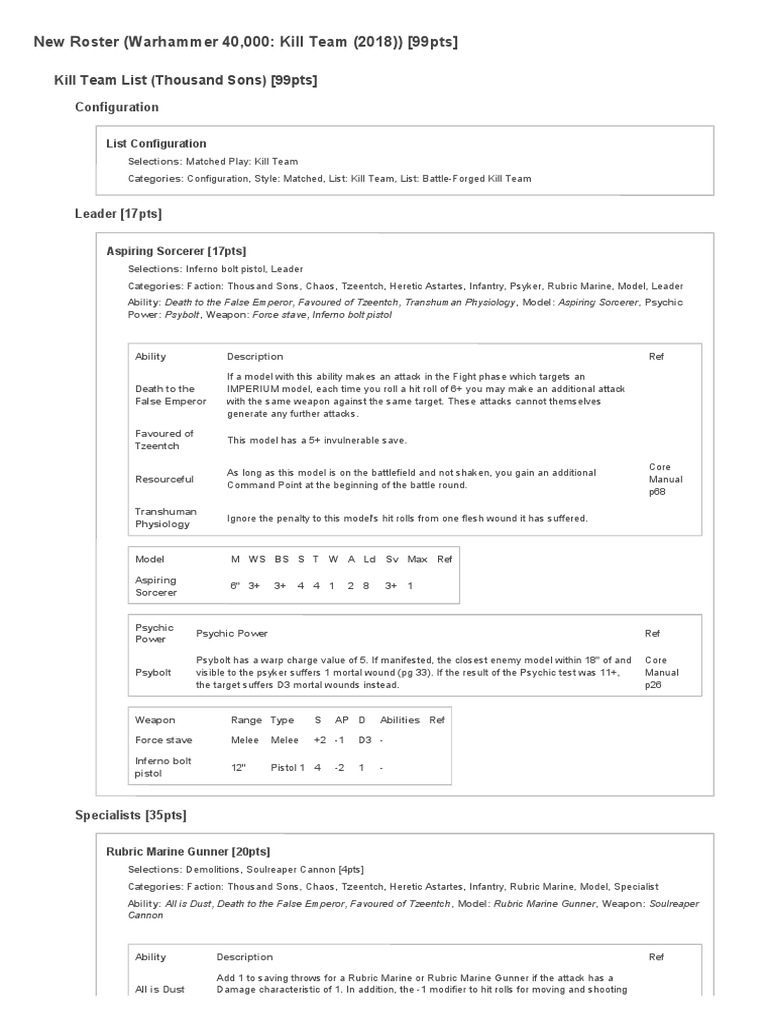 Kill Team 100 Puntos Mil Hijos | PDF | Military Science | Military
