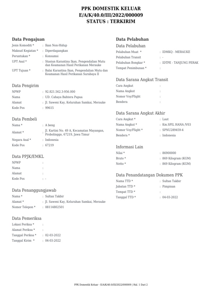 PPK Pengajuan 000009 | PDF