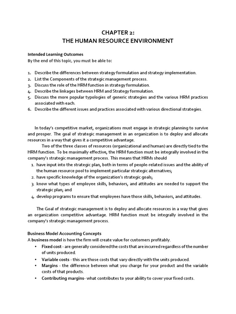 Topic 2 - The Human Resource Environment | PDF | Strategic Management ...