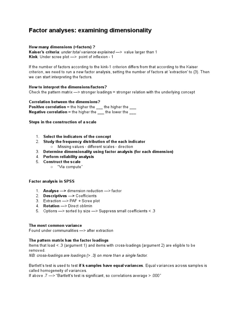 Factor Analyses - Examining Dimensionality | PDF | Factor Analysis | Scientific Method