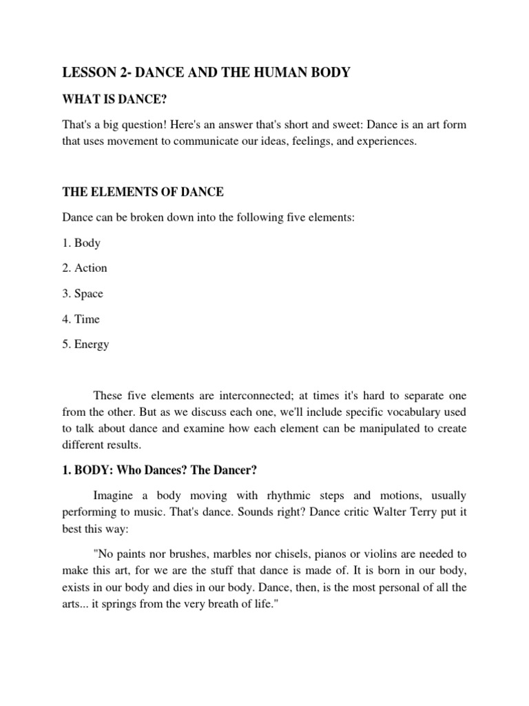 Lesson 2 Dance and The Human Body | PDF | Dances | Rhythm