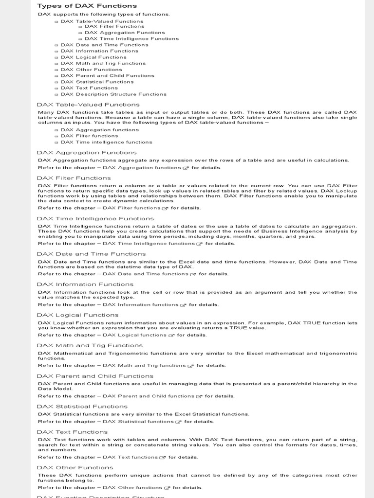 DAX Functions - Introduction | PDF | Function (Mathematics) | Parameter ...