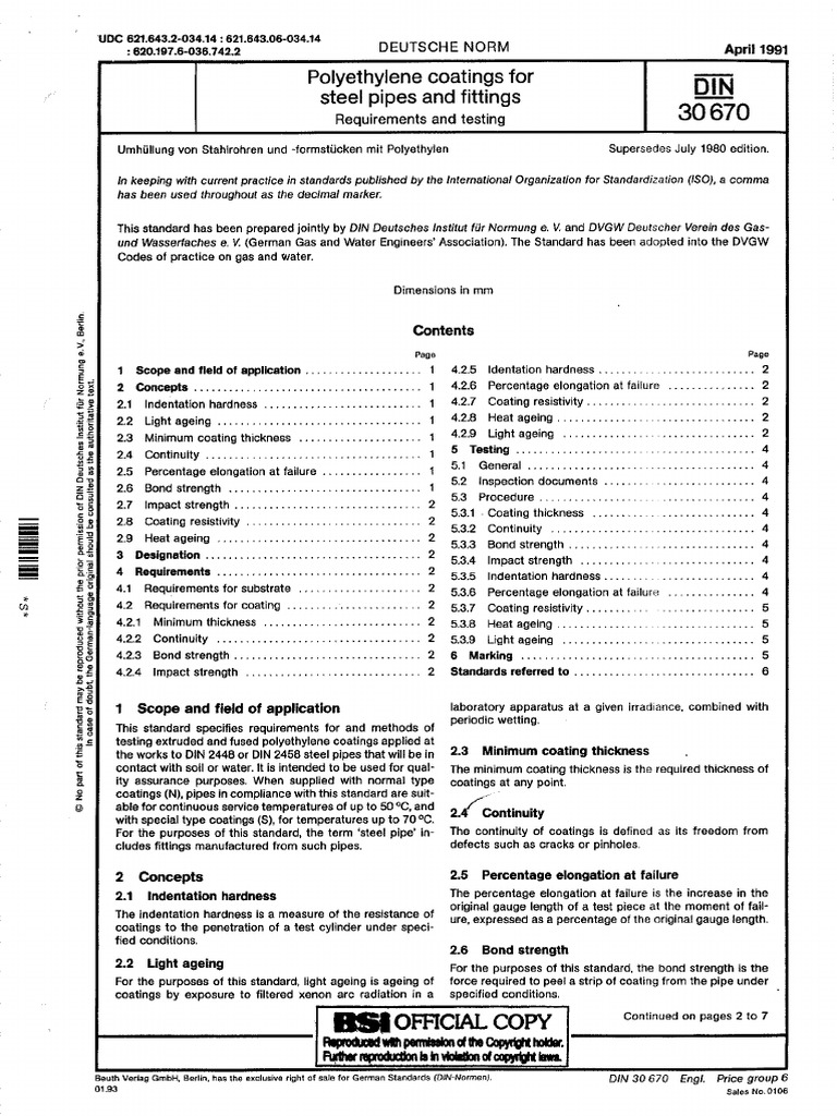 DIN 30670 Apr 91 | PDF