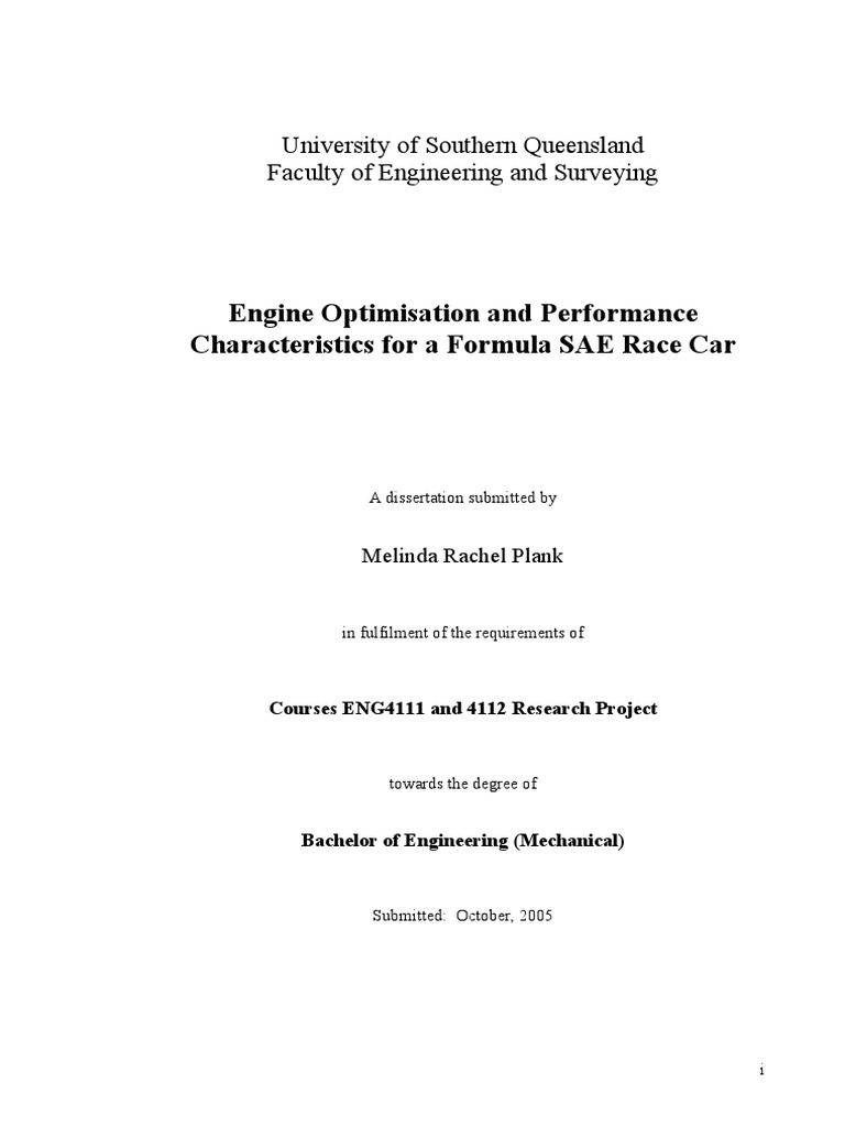 Engine Optimization and Performance Characteristics For A Formula SAE ...