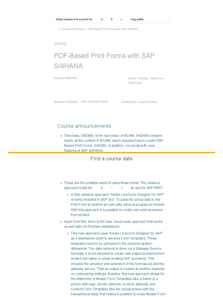 S4D480 - PDF-Based Print Forms With SAP S - 4HANA - SAP Training | PDF ...