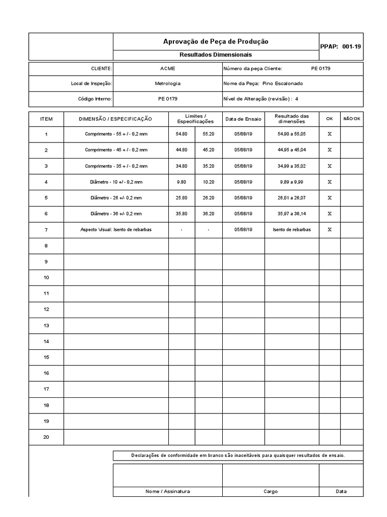 Relatorio Dimensional Exemplo | PDF