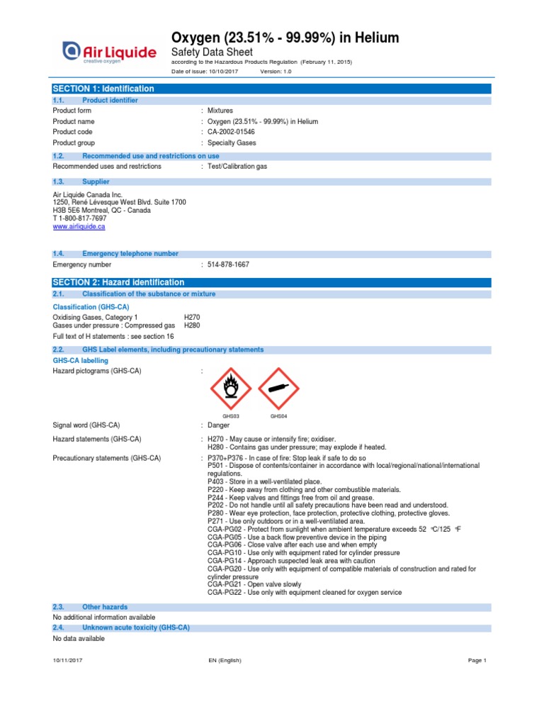 Oxygen MSDS | PDF | Dangerous Goods | Firefighting