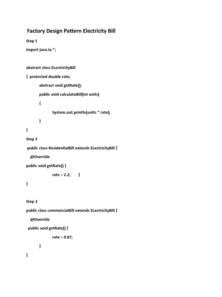 Factory Design Pattern Electricity Bill | PDF | Computer Engineering ...