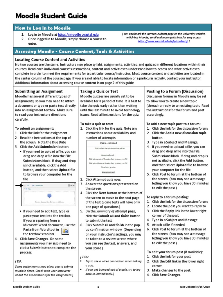 Moodle Student Guide: How To Log in To Moodle | PDF | Internet Forum ...
