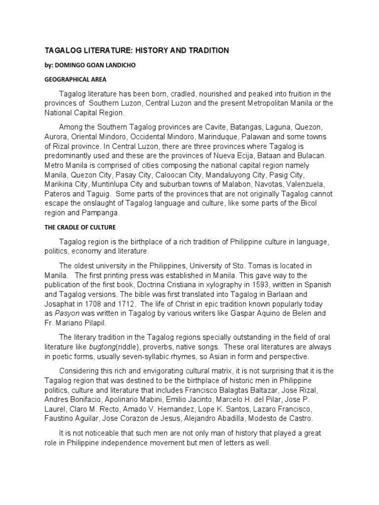 Tagalog Literature | PDF