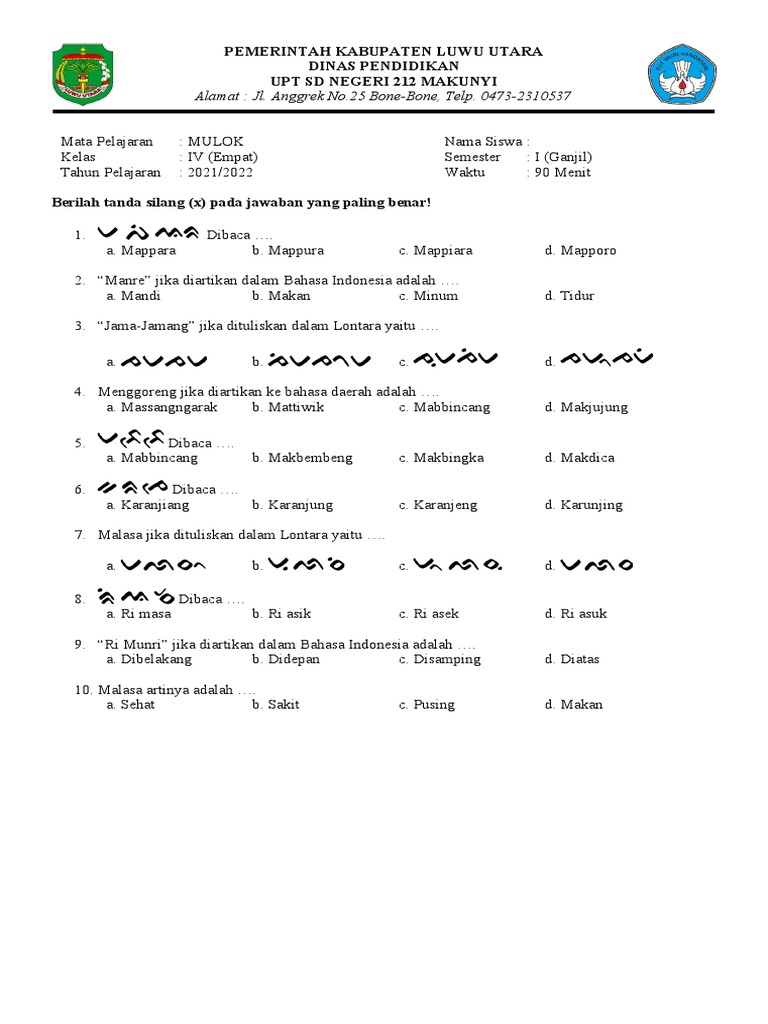 Contoh Soal Mulok IV | PDF