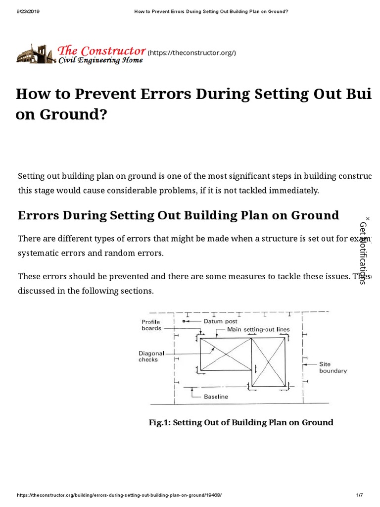 How To Prevent Errors During Setting Out Building Plan On Ground | PDF ...