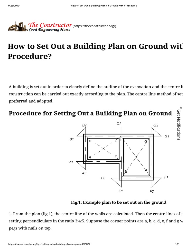 How To Set Out A Building Plan On Ground With Procedure | PDF
