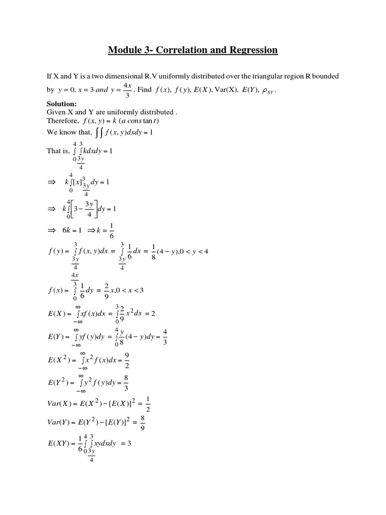Module 3-Correlation and Regression: X y and X y | PDF | Probability Theory | Data Analysis