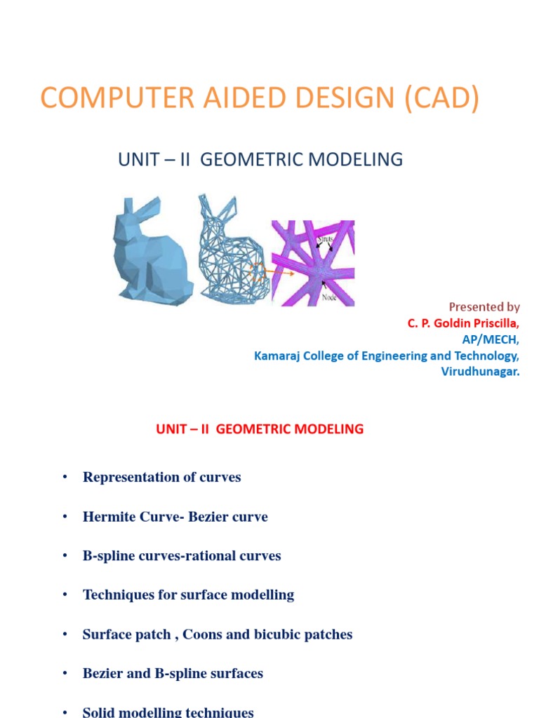Computer Aided Design (Cad) : Unit - Ii Geometric Modeling | PDF ...
