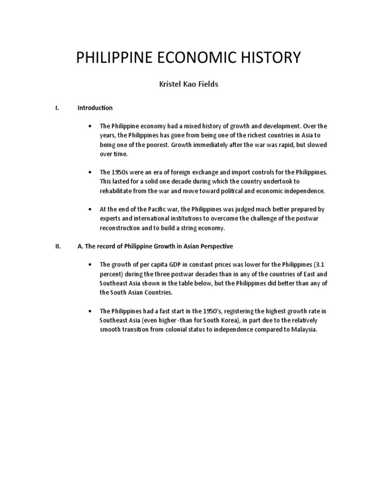 Philippine Economic History | PDF | Economic Growth | Recession