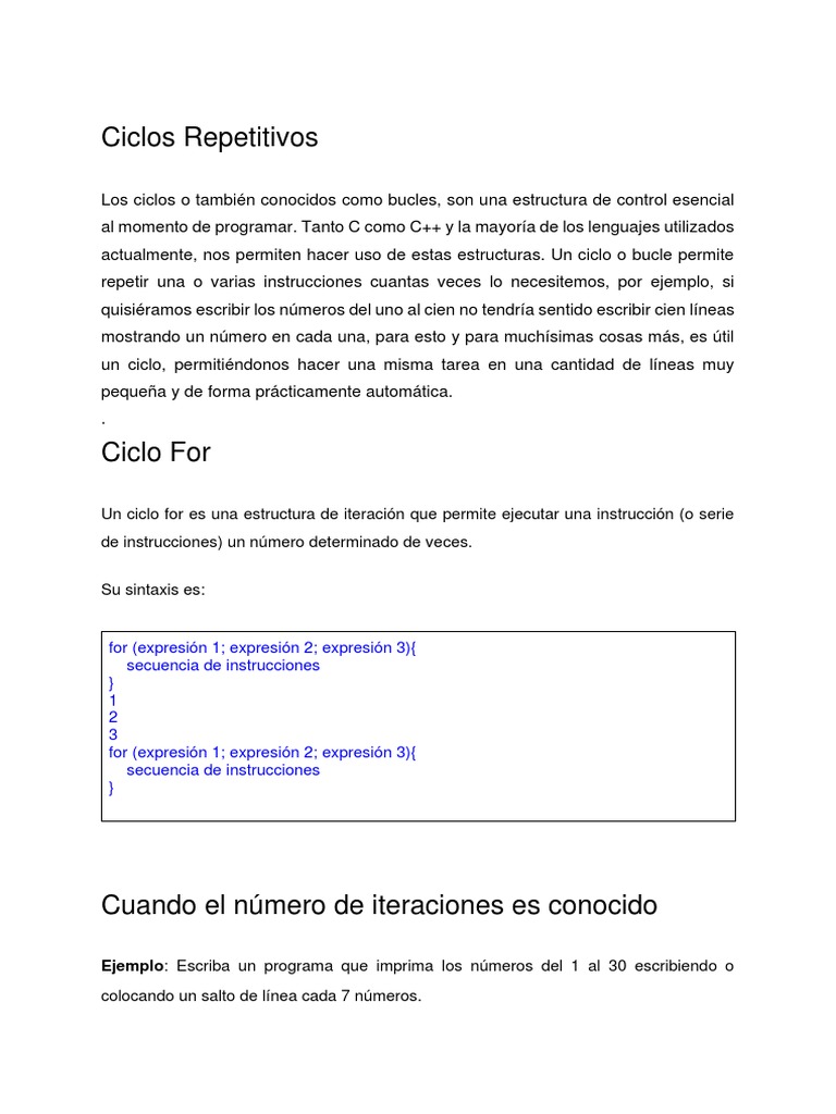 Ciclos Repetitivos | PDF | Flujo de control | Lenguaje de programación