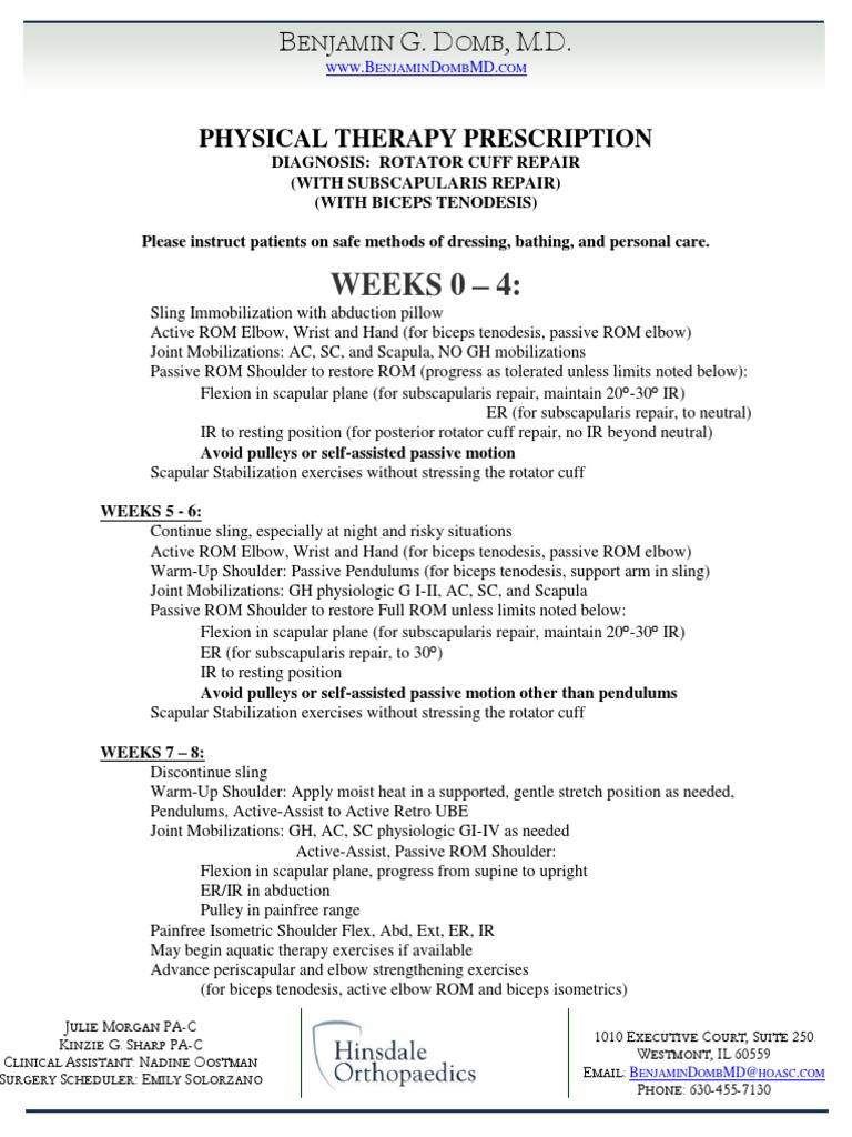 Physical Therapy Protocol Shoulder Rotator Cuff Repair 26dec17 | PDF ...