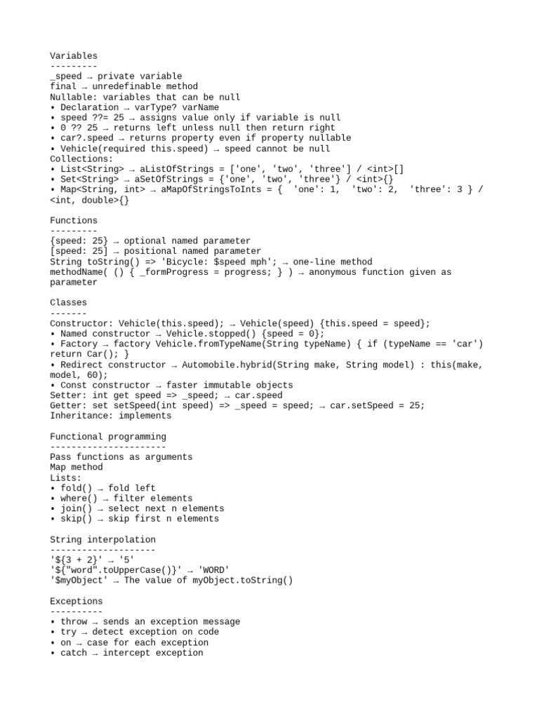 Dart Summary | PDF | Programming | Constructor (Object Oriented ...