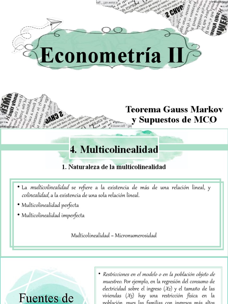 Supuestos de MCO - S4 - Multicolinealidad | PDF | Multicolinealidad | Mínimos cuadrados ordinarios