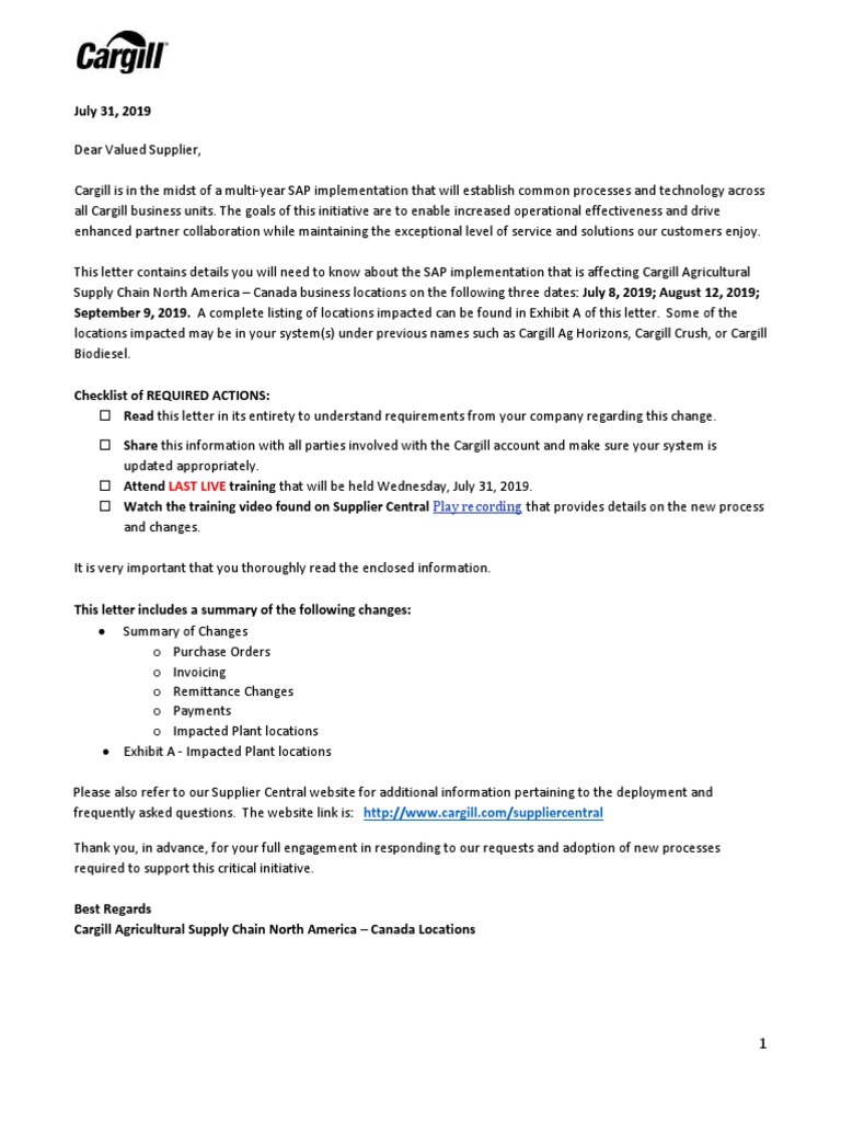 Sample Go-Live Letter - Ariba Enabled-July29-2019 | PDF | Invoice ...