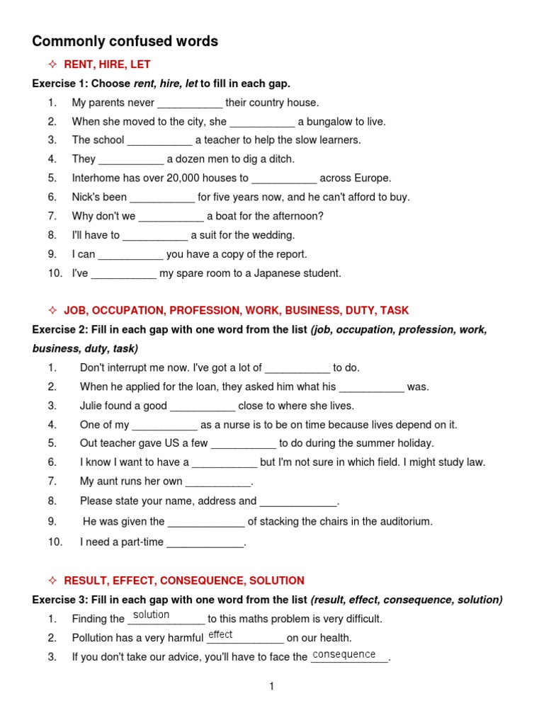 Commonly Confused Words | PDF