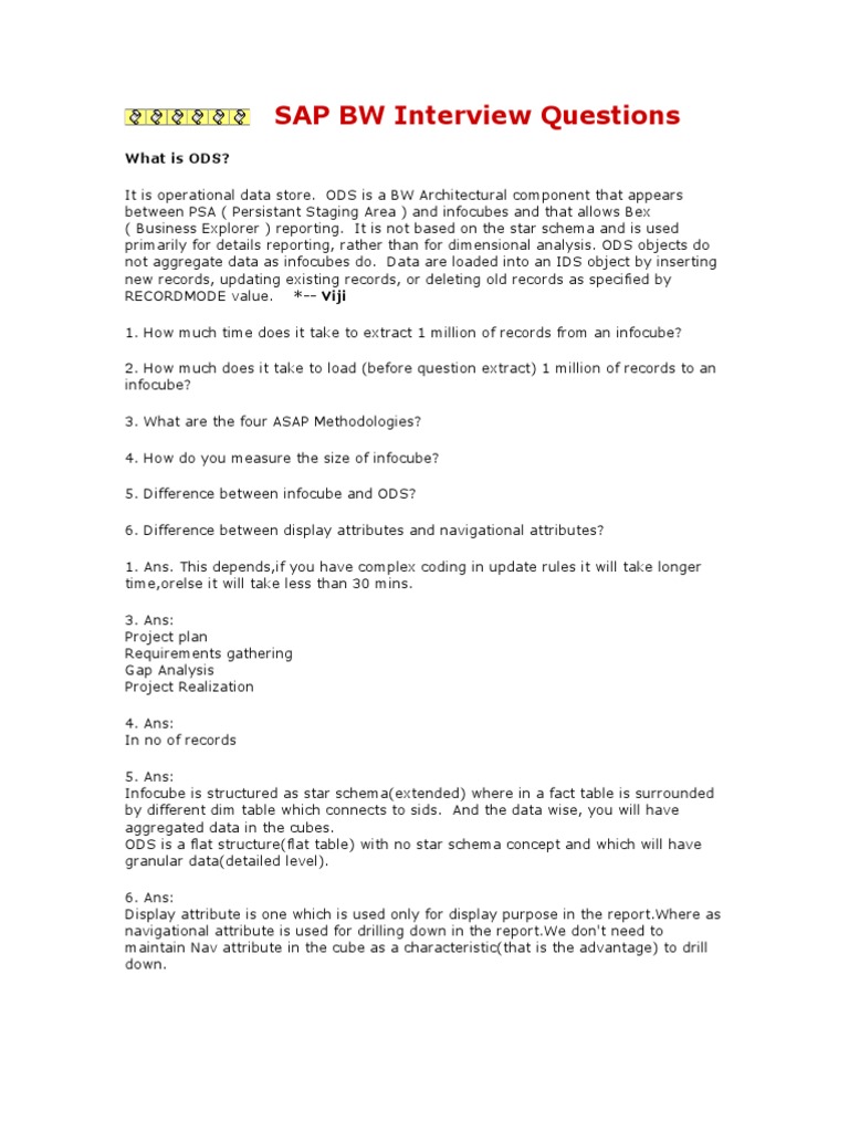 Sap Bw Interview Questions Pdf Button Computing Databases