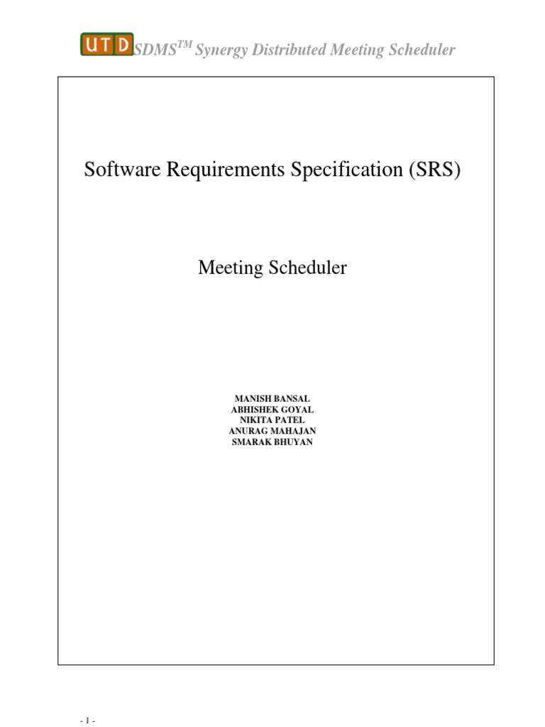 SRSMeeting Scheduler | PDF | Scheduling (Computing) | System