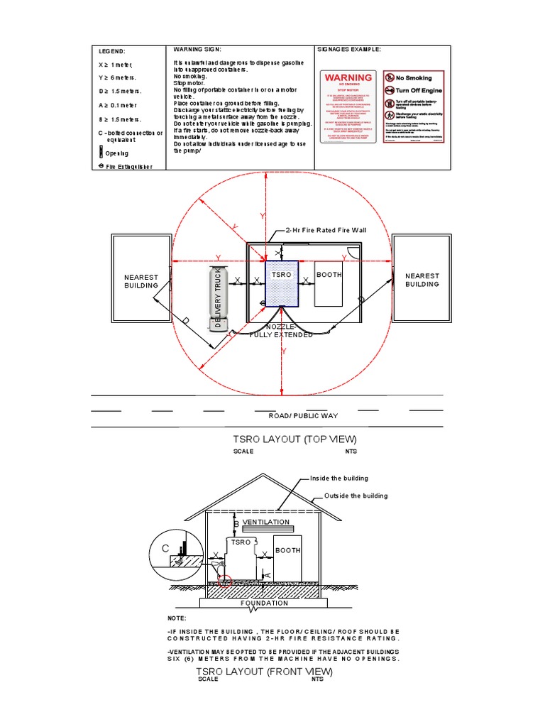 2-Hr Fire Rated Fire Wall: Tsro Layout (Top View) | PDF | Transport ...