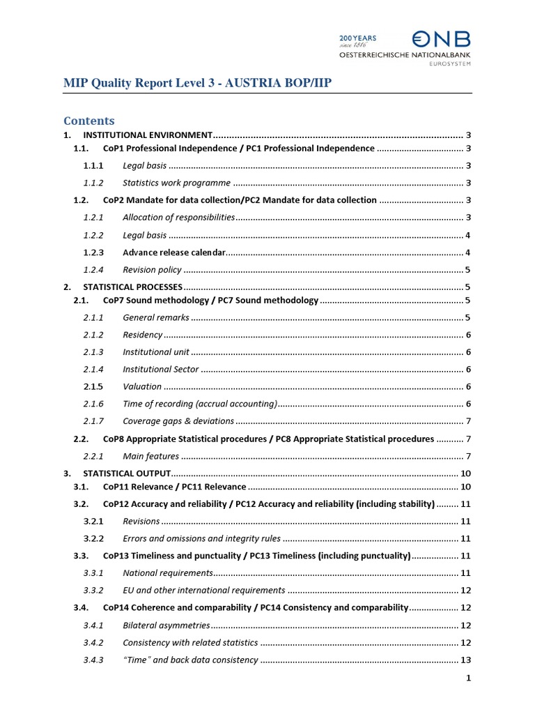 MIP Quality Report-Level 3 - Austria - BoP - IIP | PDF | Dividend ...