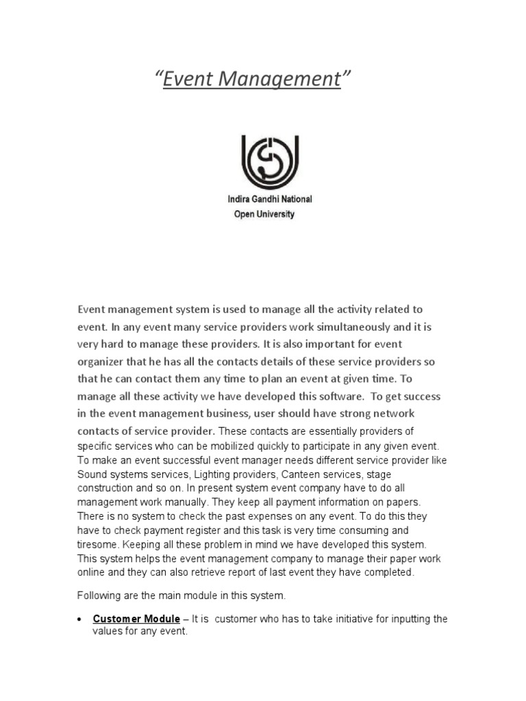 Event Management System Project Report | PDF | C Sharp (Programming ...