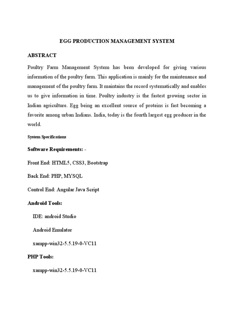 Egg Production Management System | PDF | Agriculture | Egg As Food