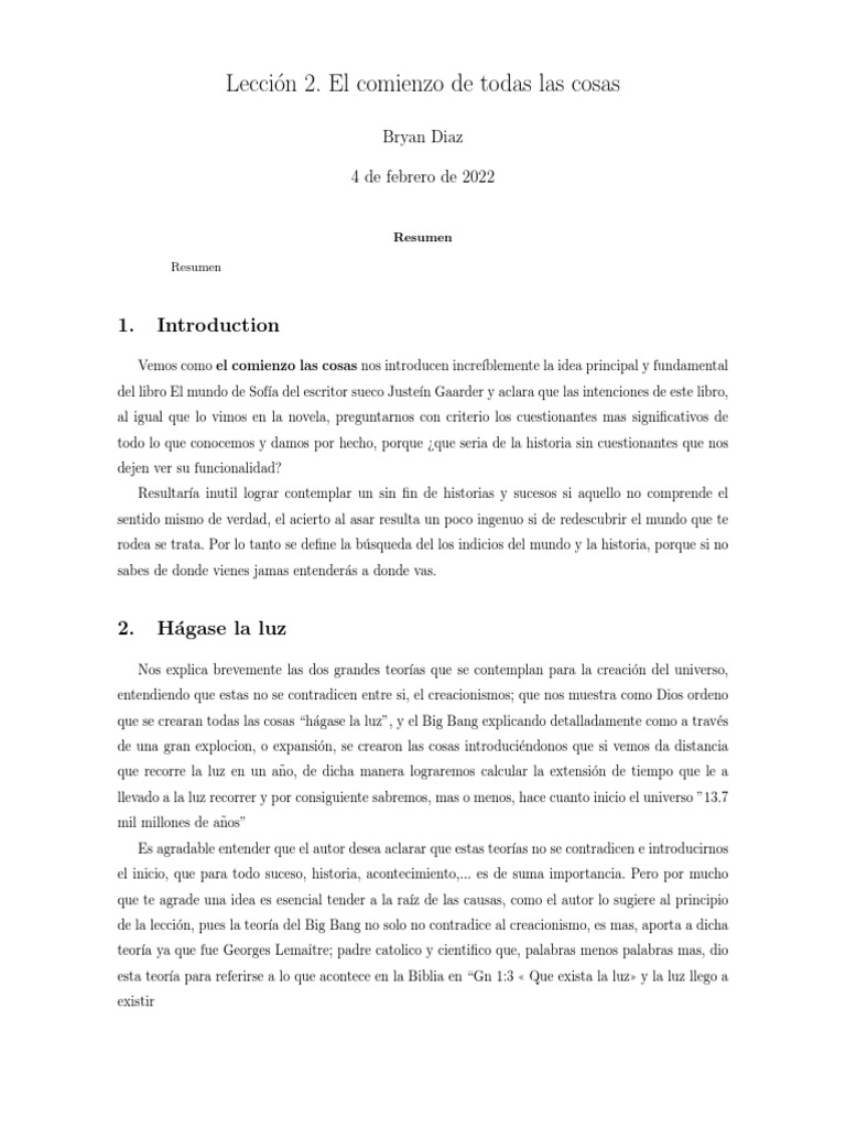 Lecci N 2 El Comienzo de Todas Las Cosas | PDF | Universo | Science