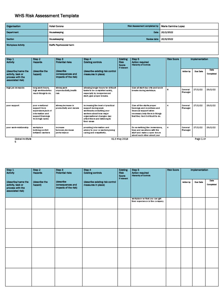 Risk Assessment Template - Situation 1 | Download Free PDF | Risk ...