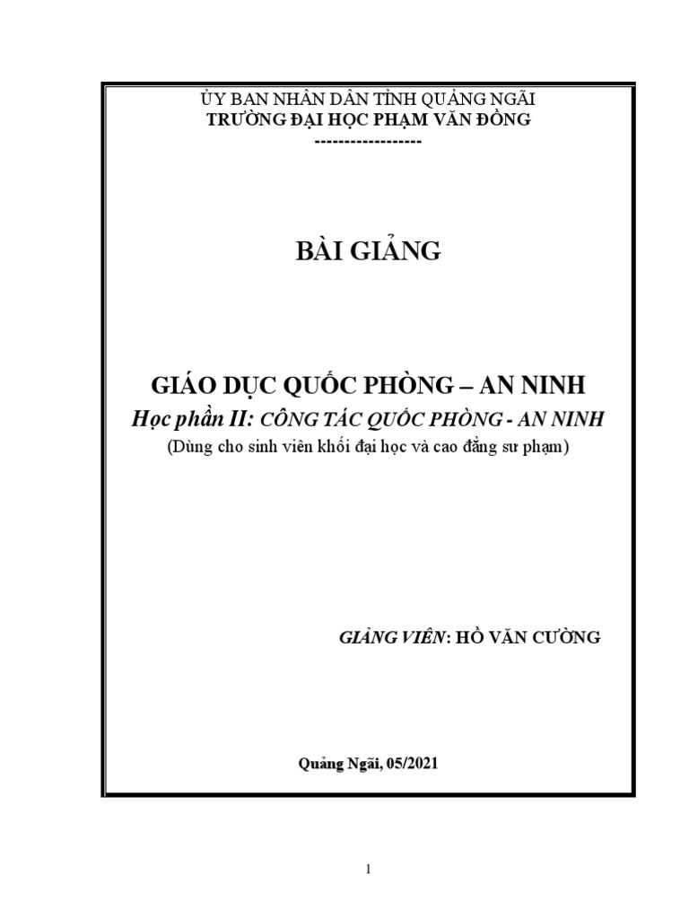 Bài giảng Giáo dục QP-AN HP2 | PDF