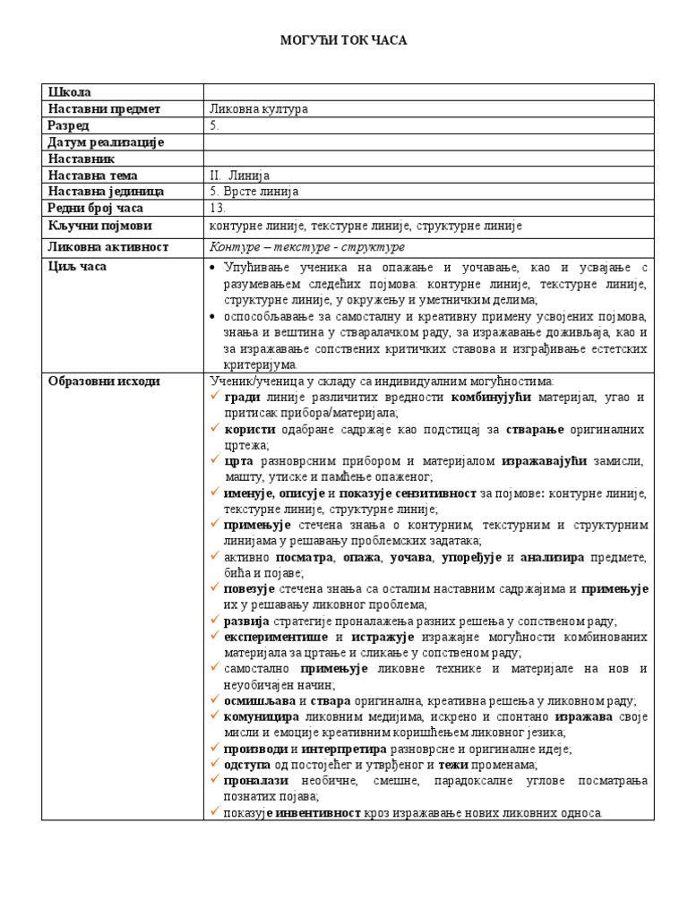 PRIPREMA 13 Izmena Vrste Linija - Vezba | PDF