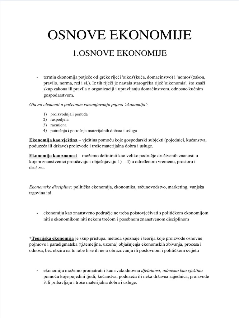Osnove Ekonomije-Skripta | PDF