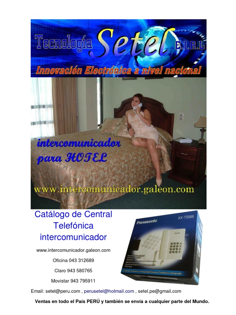 Catalogo de Central Telefonica Intercomunicador para HOTEL | PDF | Electricidad | Electrónica